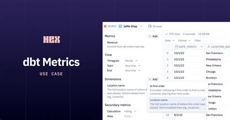 Dbt Metrics With Examples Hex