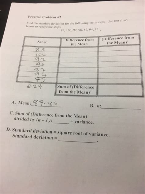 Solved Practice Problem 2 Ind The Standard Deviation For