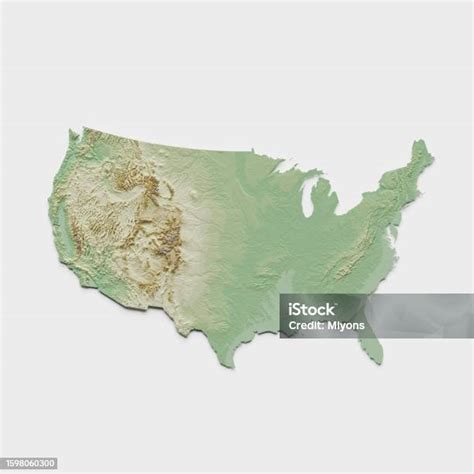 Estados Unidos De América Mapa De Relieve Topográfico Render 3d Foto De