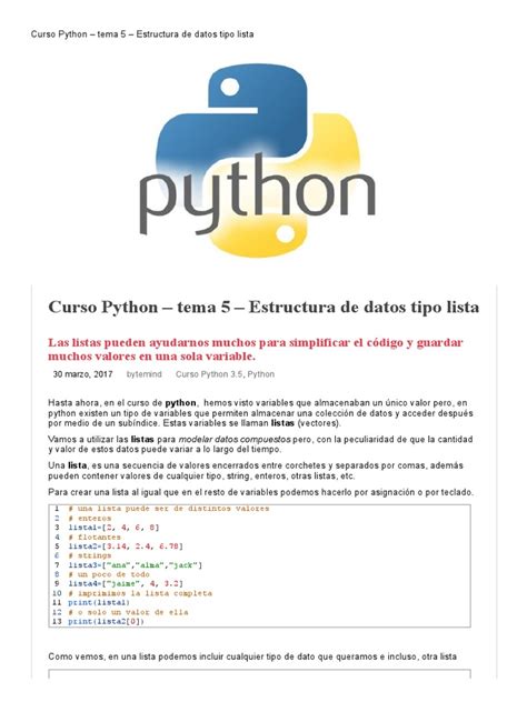 Curso Python Tema 5 Estructura De Datos Tipo Lista Byte Mind Curso Python Tema 5 Estructura De Datos Tipo Lista Byte Mind