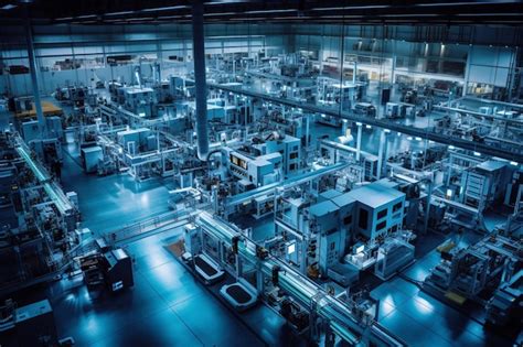 Premium Ai Image Wideangle View Of A Smart Factory Floor Showcasing High Automation And
