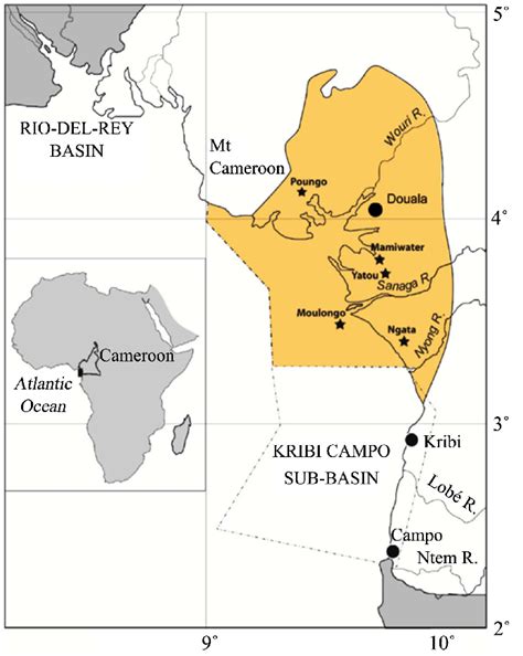 Map Of The Doualakribi Campo Basin Showing The Two Sub Basins The