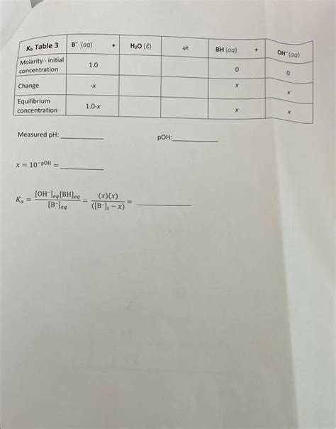 Solved Table Using Experimental Data Fill In The Table Chegg Com