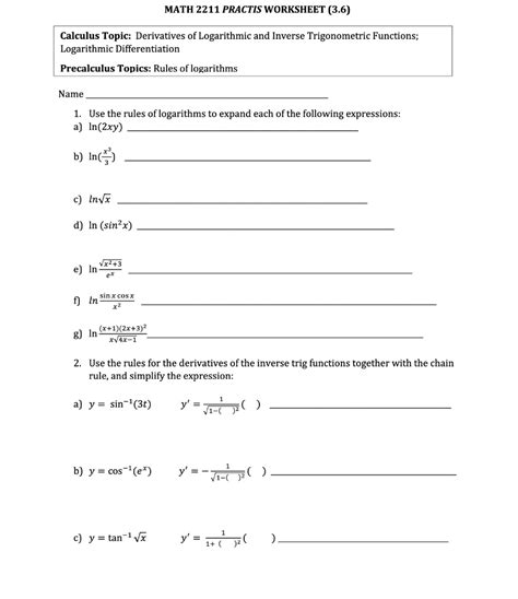 Solved Math 2211 Practis Worksheet 36 Calculus Topic