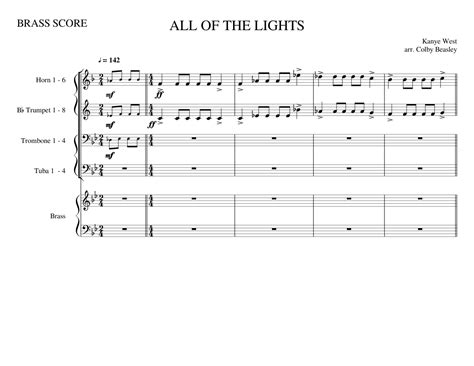 All Of The Lights Kanye West Sheet Music For Trombone Tuba Trumpet