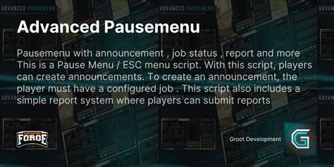 Pleb Masters Forge Hub Advanced Pausemenu