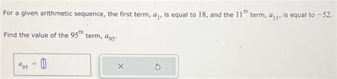 Solved For A Given Arithmetic Sequence The First Term A Chegg