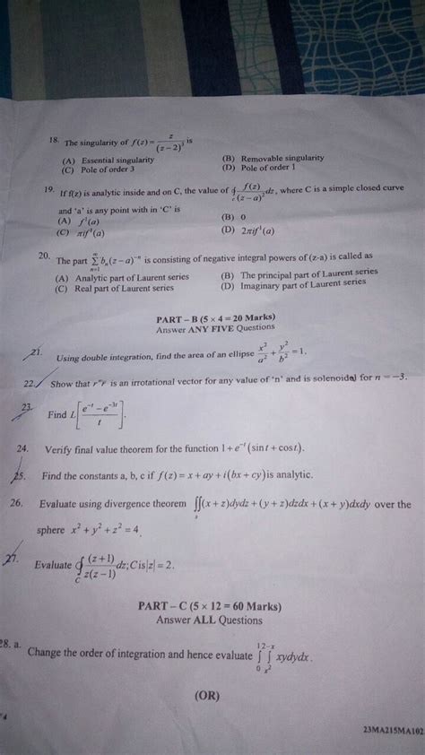 Srm Backbenchers MA ADVANCED CALCULUS AND COMPLEX ANALYSIS SEM QUESTION PAPER