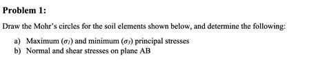 Solved Problem Draw The Mohr S Circles For The Soil Chegg Com