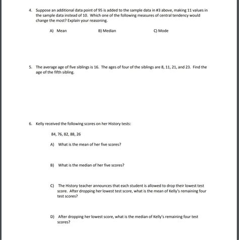 Solved 4 Suppose An Additional Data Point Of 95 Is Added To