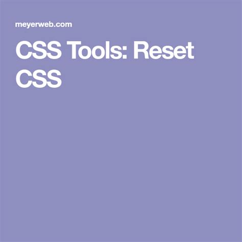 Css Tools Reset Css Css Reset Eric