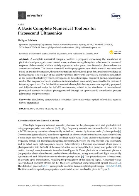 Pdf A Basic Complete Numerical Toolbox For Picosecond Ultrasonics