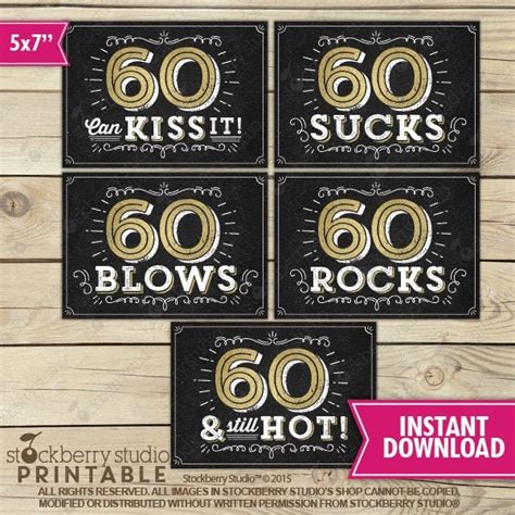 60th Birthday Signs Printable 60th Birthday Party 60th Candy Bar