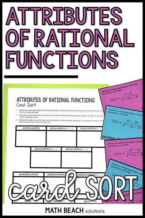 Attributes Of Rational Functions Card Sort Activity Rational Function