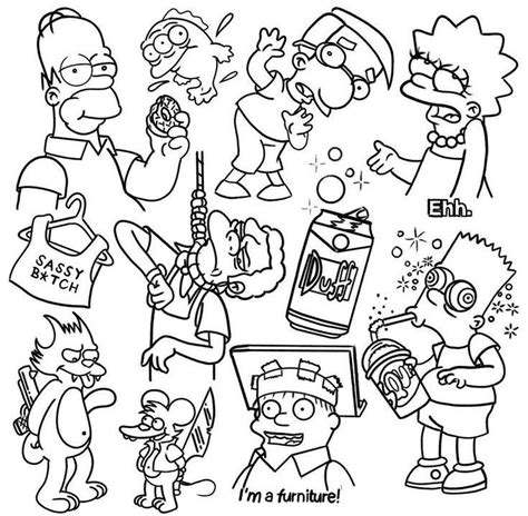 The Simpsons Treehouse Of Horror Tattoo Flash Sheet Artofit