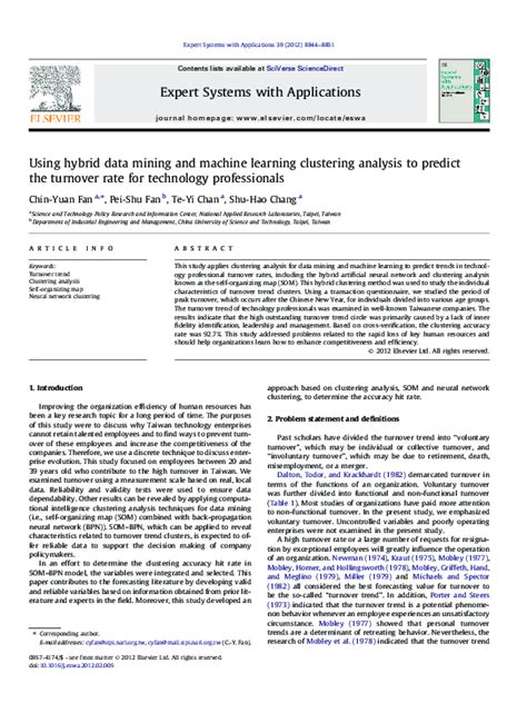 Pdf Using Hybrid Data Mining And Machine Learning Clustering Analysis To Predict The Turnover