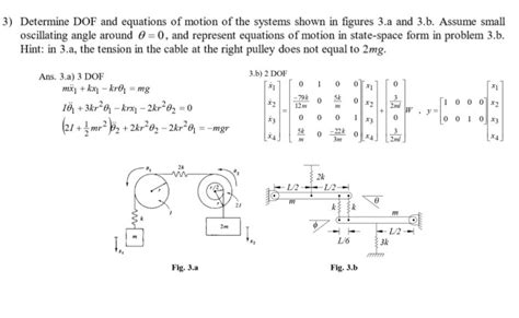 Solved 3 Determine Dof And Equations Of Motion Of The