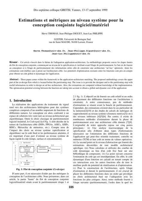 Pdf Estimations Et Métriques Au Niveau Système Pour La Conception