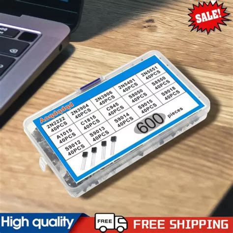 600pcs Transistor Kit Npn Pnp Transistor Kit Assortment Box 2n2222