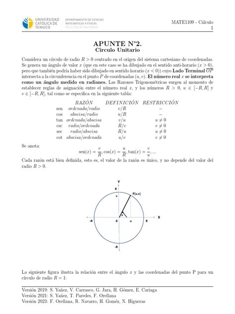 Apunte 2 Circulo Unitario Pdf Trigonometría Sistema De