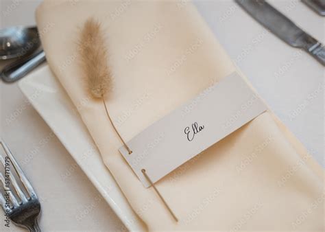 ella name plate beautiful setting on table with scripted text card