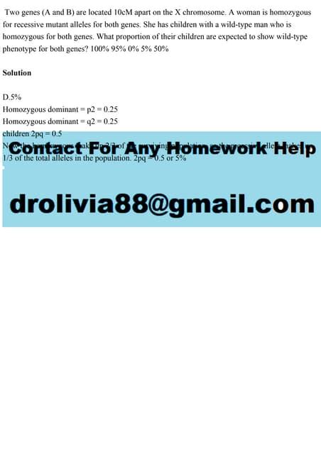 Two Genes A And B Are Located 10cm Apart On The X Chromosome A Wom Pdf