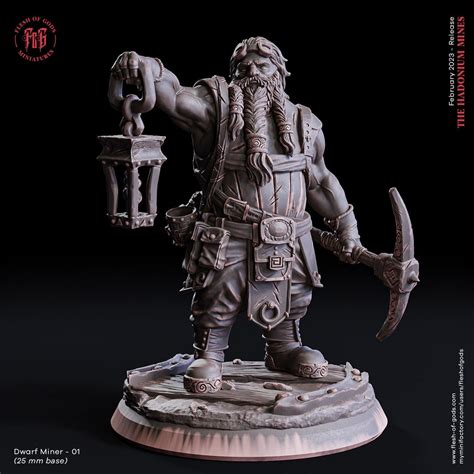 Dwarf Miner Miniature Male Dwarf Figure 32mm Scale Dnd Miniature
