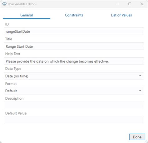 Use Row Variables For A Business Object