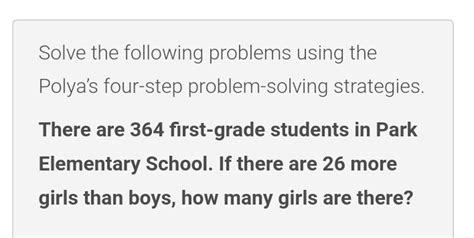 solved solve the following problems using the polya s four step