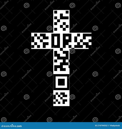 Cross With Qr Code Inside Christian Symbol Stock Vector Illustration Of Technology Bible