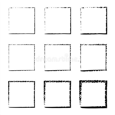Rectangular Vector Frame Borders Set Grunge Style Set Of Square Shapes Stock Illustration