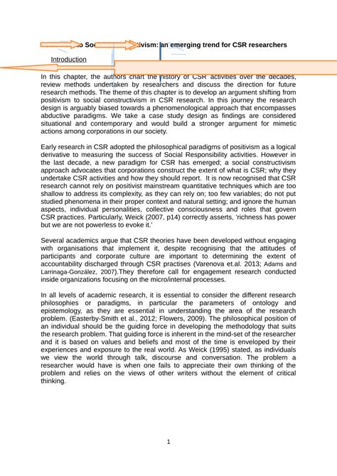 Pdf Positivism To Social Constructivism An Emerging Trend For Csr Researchers