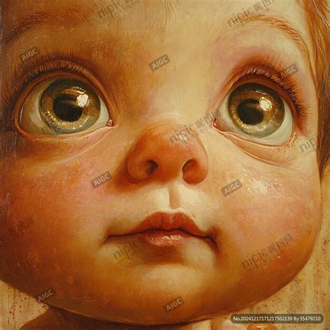 Ai创作图流泪的玩具娃娃 魅力金娃娃装饰画艺术 写实人物绘画 Cg绘画作品 Cgi艺术品 苦难的童年泥塑 小朋友油画 Cgi超现实主义 超写实油画 照片般逼真的绘画 娃娃无框画 Cgi艺术家