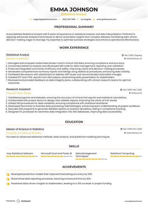 10 Statistical Analyst Resume Samples And Templates For 2025