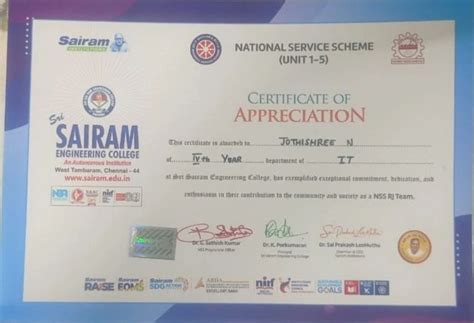 Jothi Shree N On Linkedin Sairaminstitutions Nss Rj Sairamnss