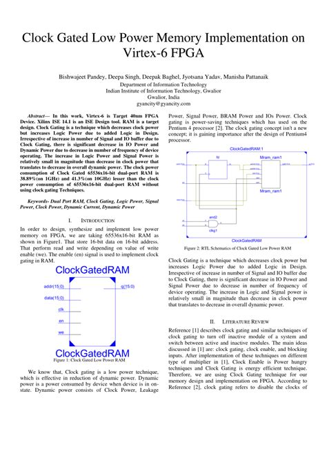 pdf clock gated low power memory implementation on virtex 6 fpga