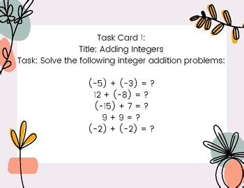 Integer Task Cards By Joel Stephens TPT