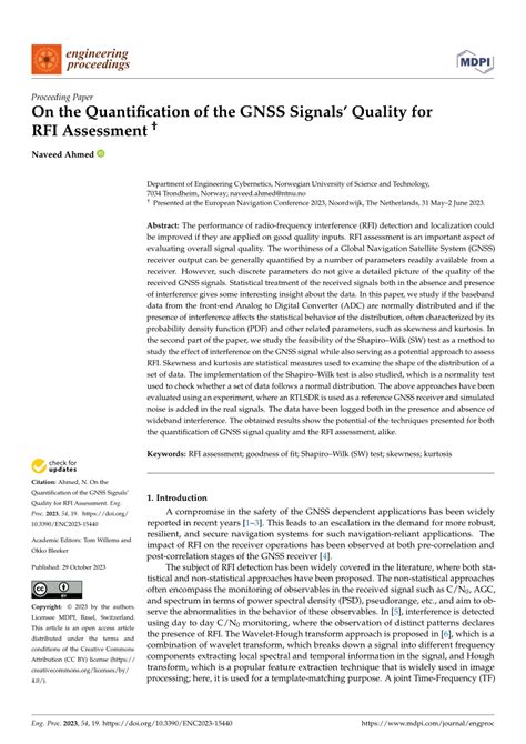 Pdf On The Quantification Of The Gnss Signals Quality For Rfi Assessment