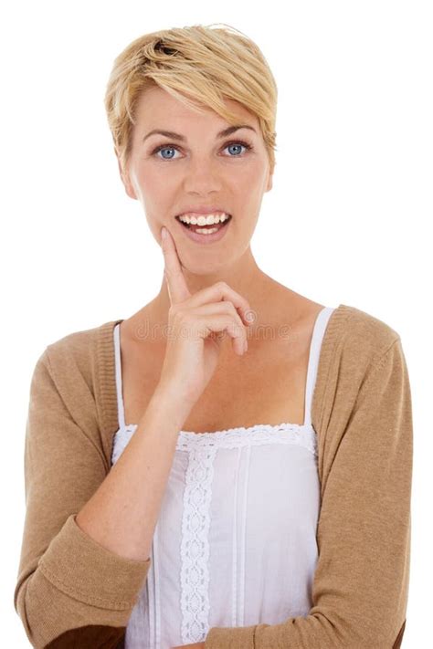 Shes Inspired Portrait Of An Excited Young Woman Isolated On A White Background Stock Image