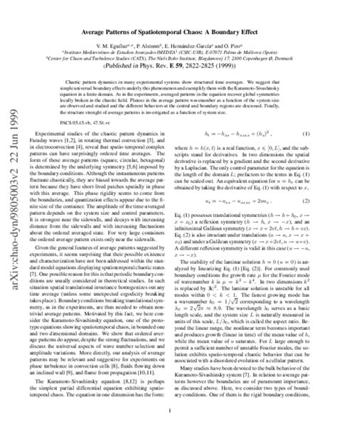Pdf Average Patterns Of Spatiotemporal Chaos A Boundary Effect