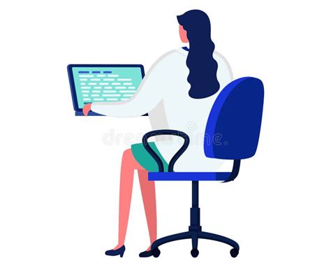 Businesswoman Sitting At Desk Working On Laptop Professional Female In Office Attire Using