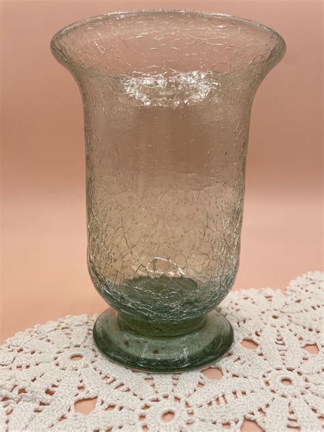 Crackle Glass Vase Etsy