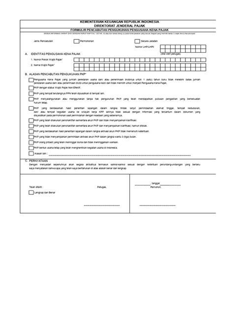 Formulir Pencabutan Pengukuhan Pkp Pdf