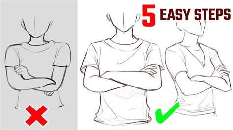Step By Step Crossed Arms Drawing Guide Quick And Easy Beginners
