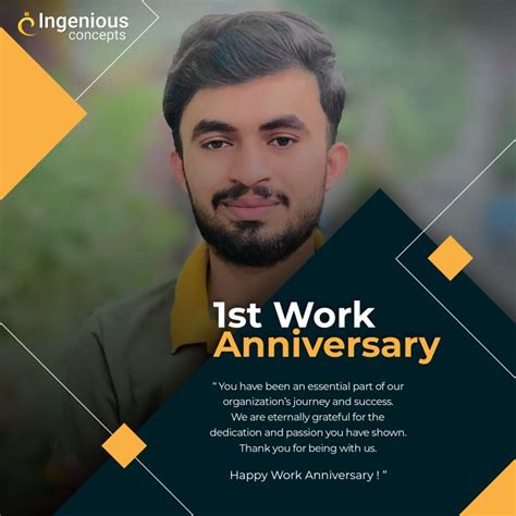 Ingenious Concepts On Linkedin Happy 1st Work Anniversary Zeeshan