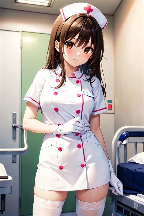 Anime Nurse In Uniform Posing In A Hospital Room With A Bed Seaart Ai