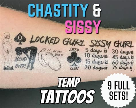 Chastity And Sissy Temporary Tattoo Bdsm Chastity Cage Sissy Gurl