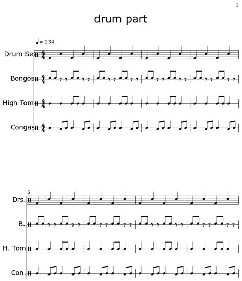 Drum Part Sheet Music For Drum Set