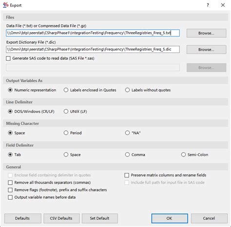 Exporting Results — Seerstat Help System