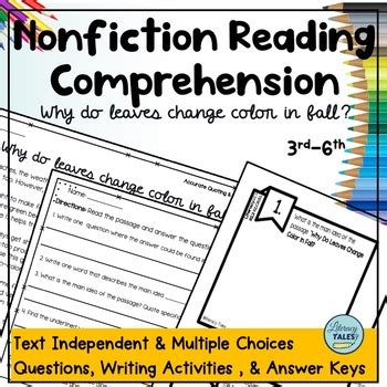 Fall Reading Comprehension Passage Questions Writing Exit Ticket Nonfiction
